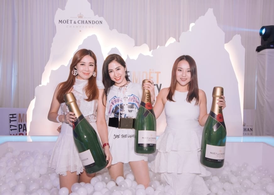 Livia, Kimisabelle and Valerie Ong at the Moet Pool - The Peak Malaysia